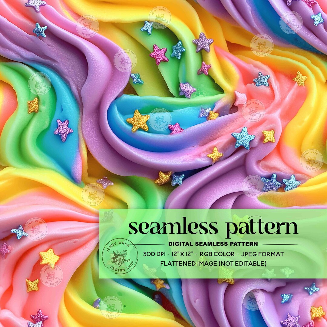 Pastel Rainbow Frosting Swirl Seamless Pattern: Preppy Digital Paper ...