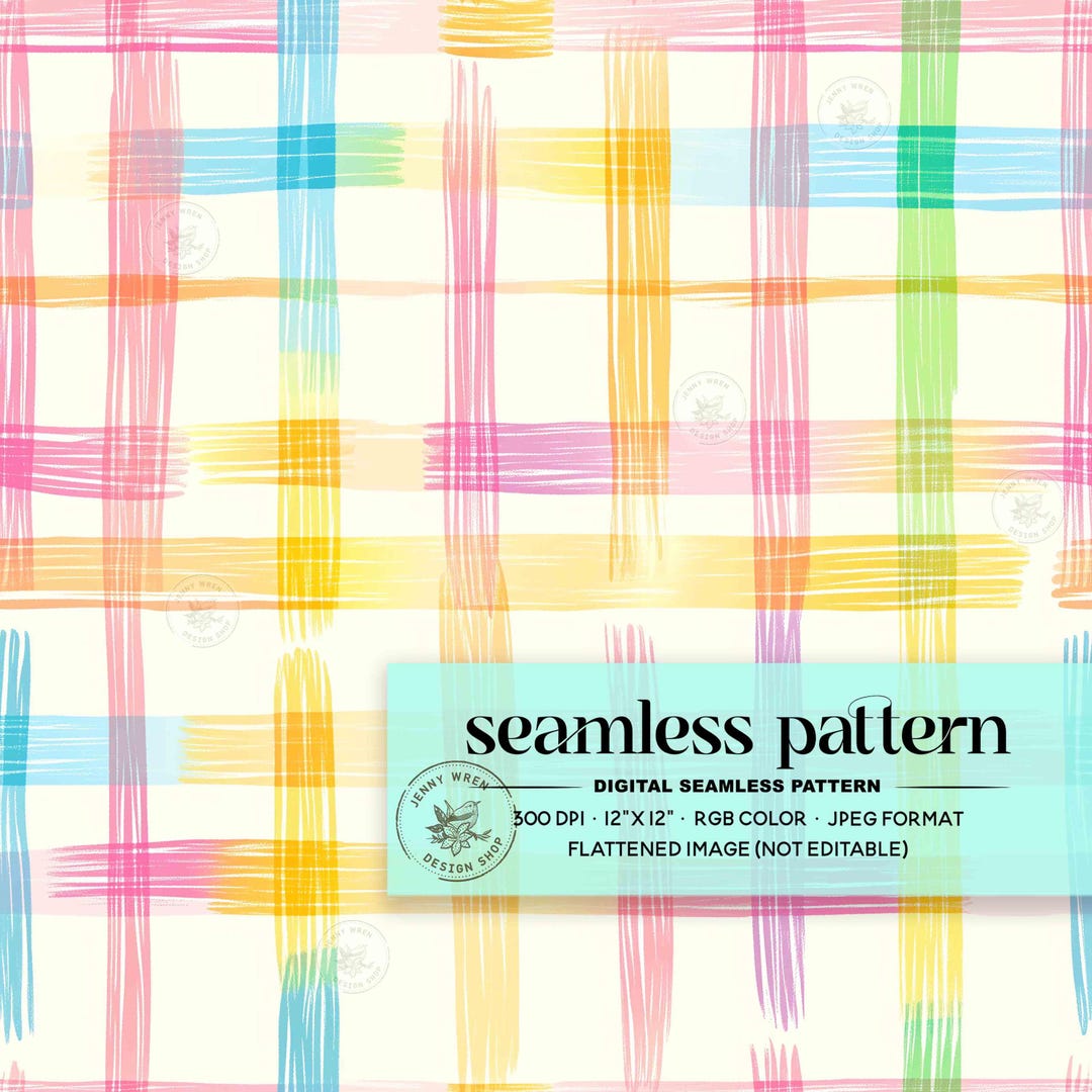 Spring Pastel Plaid Seamless Pattern, Colorful Pastel Gingham Digital ...