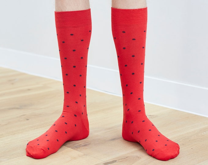 Mens Red and Black Polkadot Cotton Socks One Size - Etsy