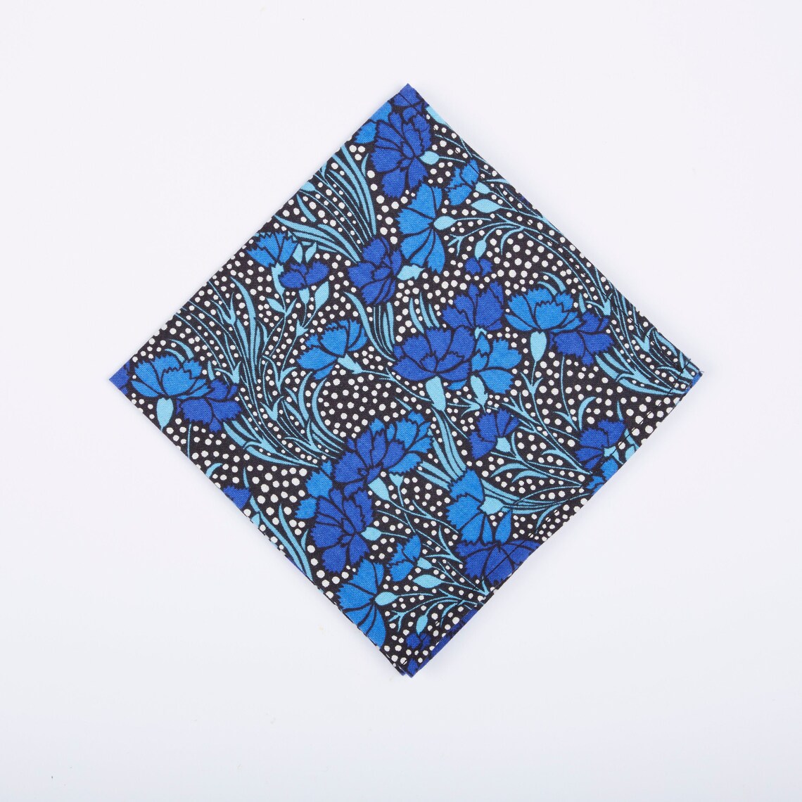 Mens Blue and Black Floral Pocket Square - Etsy