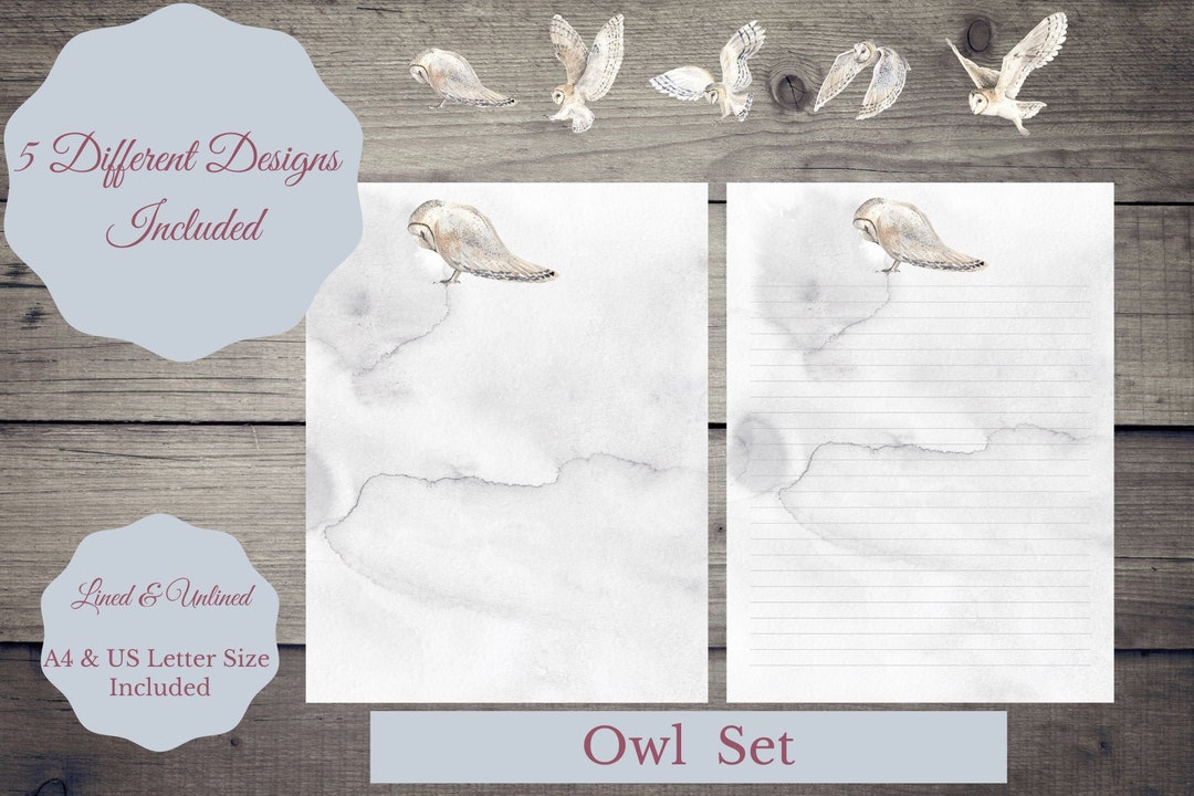 Printable Owl Letter Winter Paper Lined/unlined Paper - Etsy