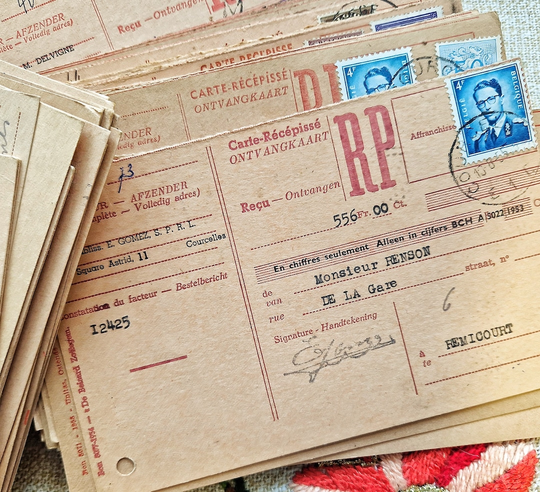 5 Pc. Old Parcel Cards From 1950-1960, Junk Journal Kit, Junk Journal ...