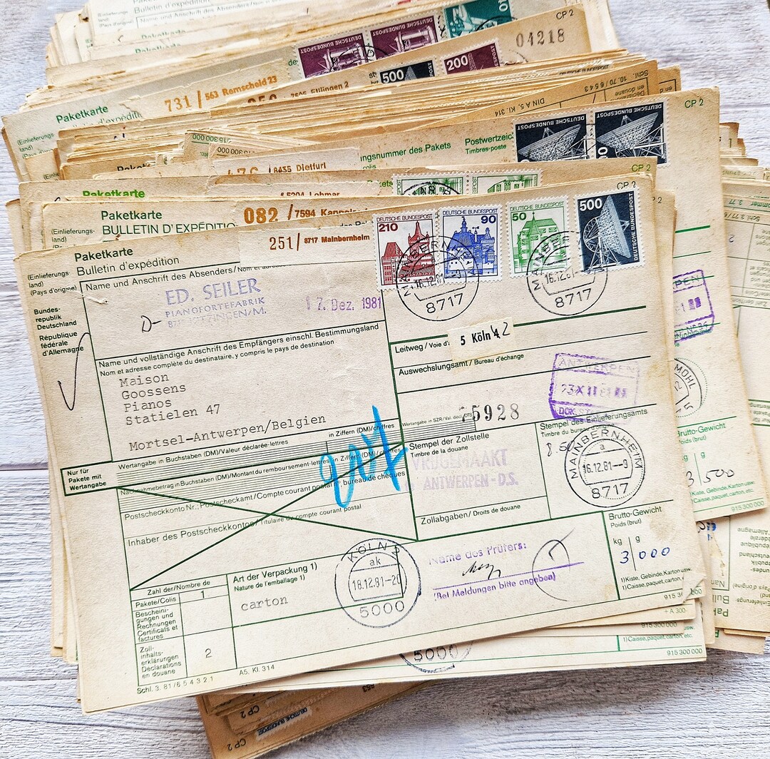 Old Parcel Cards From 1970-1980, Junk Journal Kit, Junk Journal ...