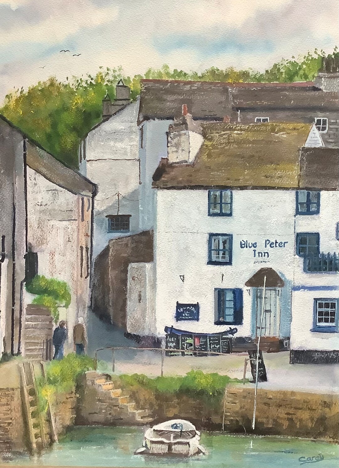 Seascape Cornish Coast the Blue Peter Inn English Pub Original ...