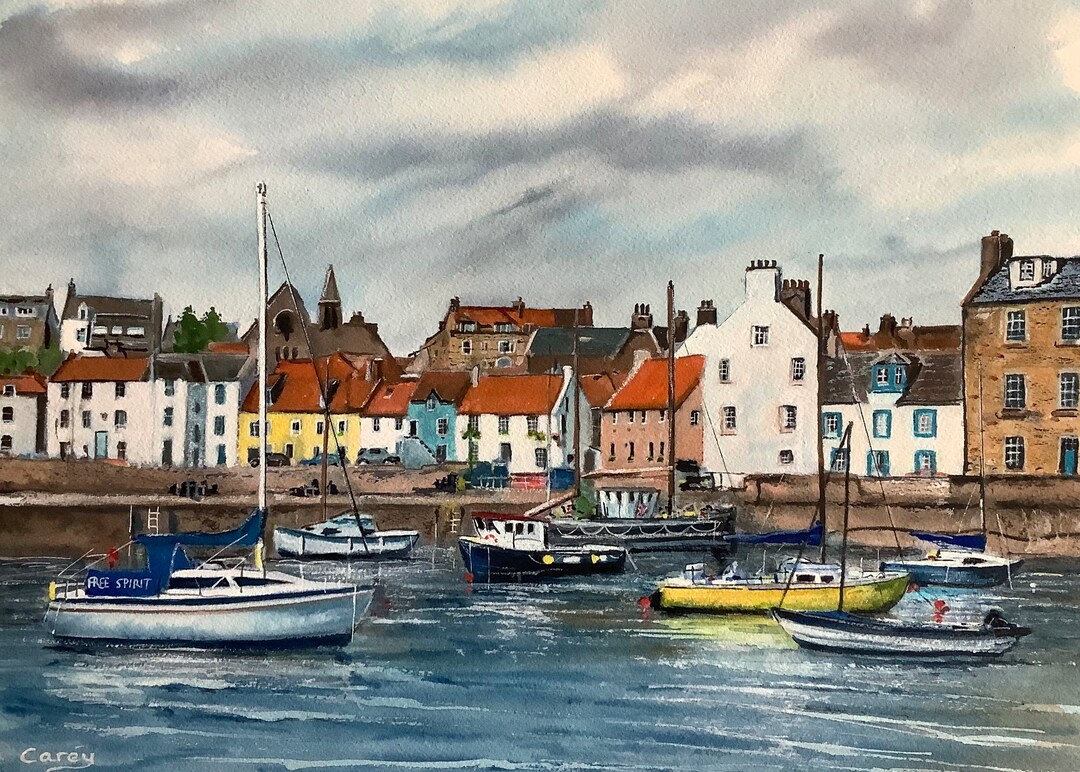 Seascape St Monans, Scotland Original Watercolour Painting Harbour ...