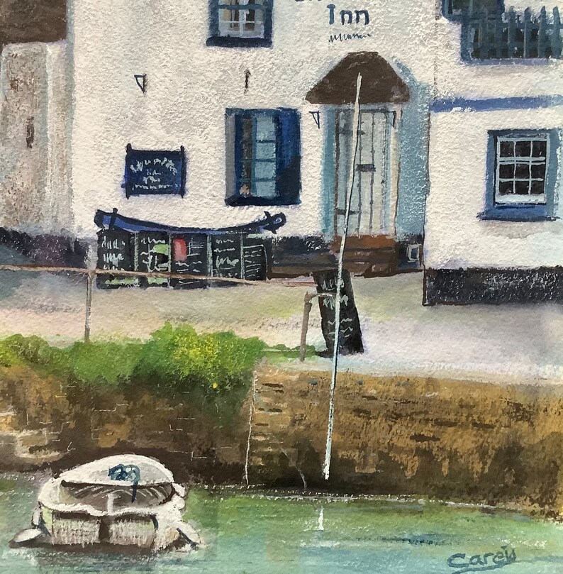 Seascape Cornish Coast the Blue Peter Inn English Pub Original ...