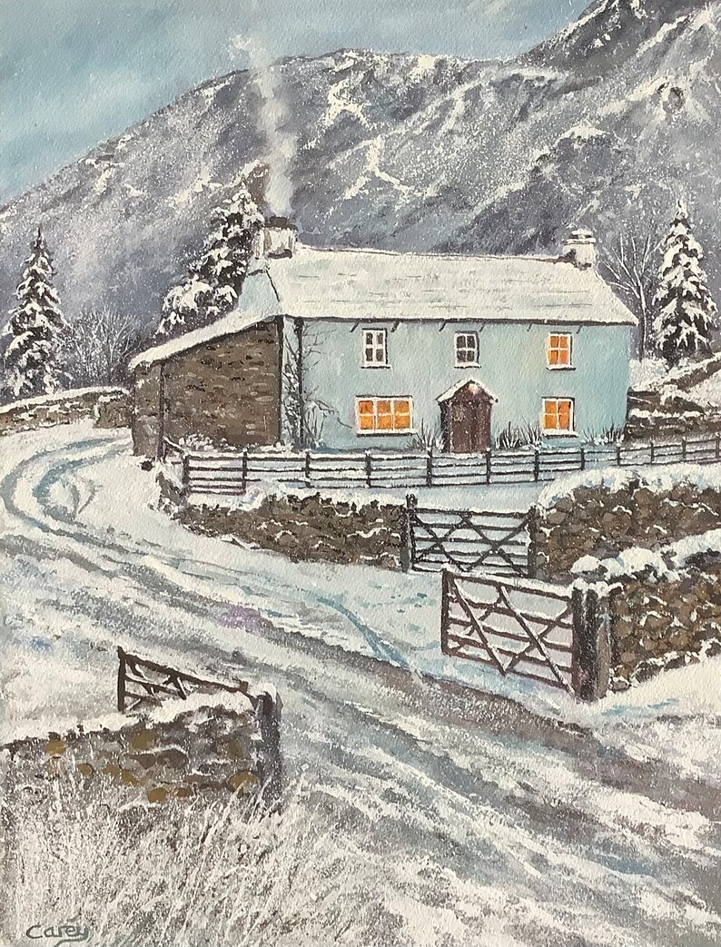 Winter Scene Original Painting - Etsy