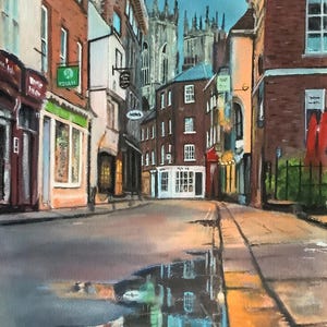 York City After the Rain Original Watercolour Painting York Cathedral ...