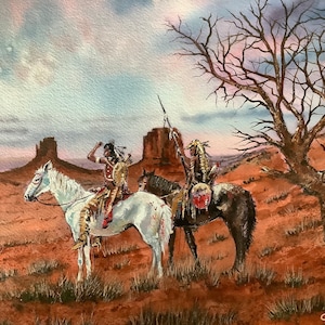 Arizona Monument Valley Original Native American Original Watercolour ...