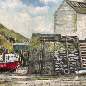 Cornwall Polperro Cornish Fishing Village Original Watercolour Painting ...