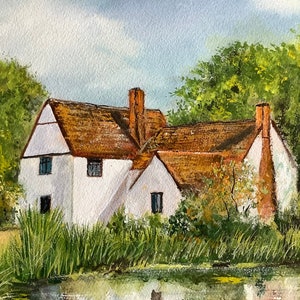 Flatford Mill Suffolk Original Watercolour Painting Landscape Cottage ...