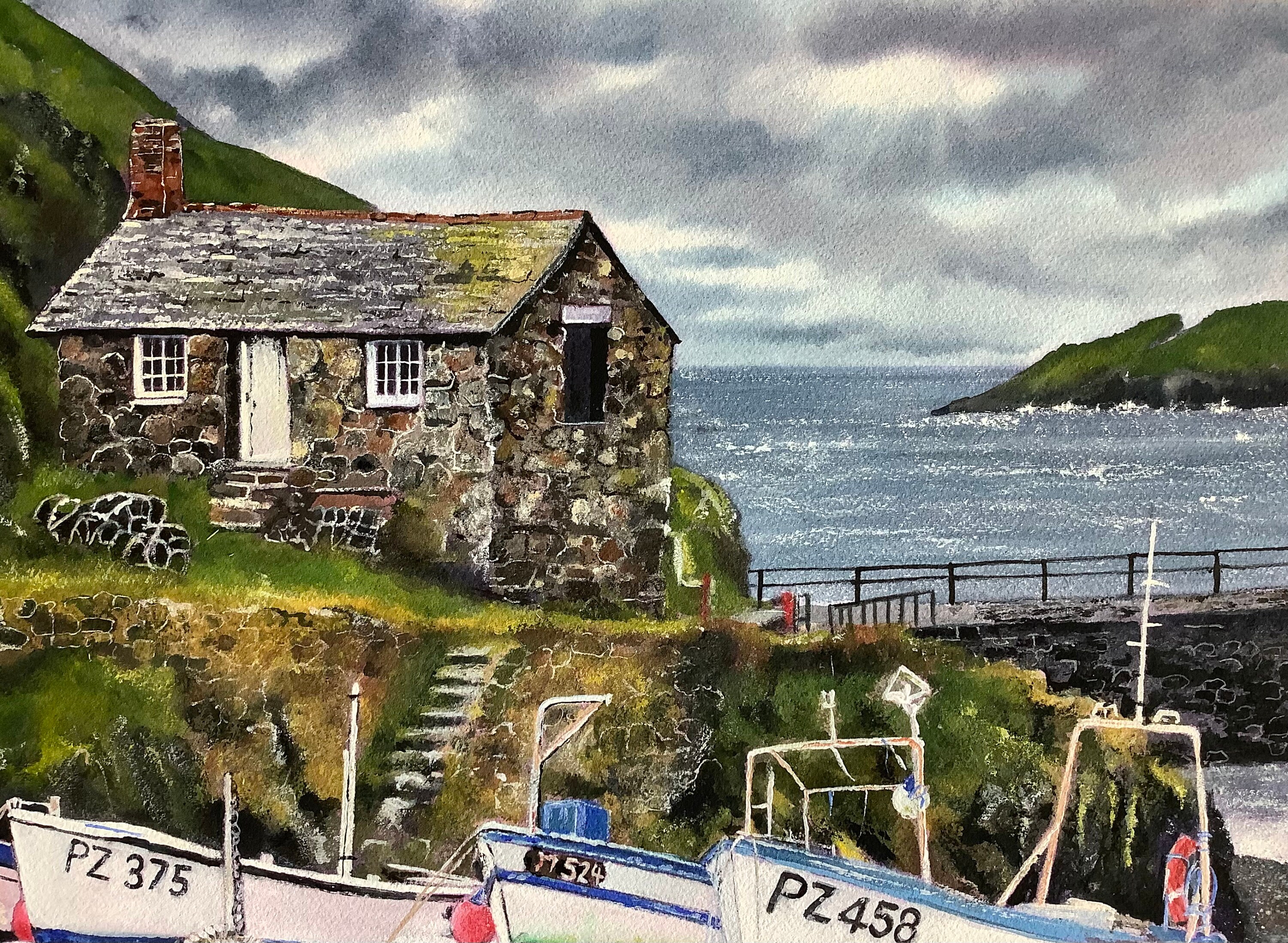 Seascape Cornwall, Mullion Cove Original Coastal Painting, Watercolour ...