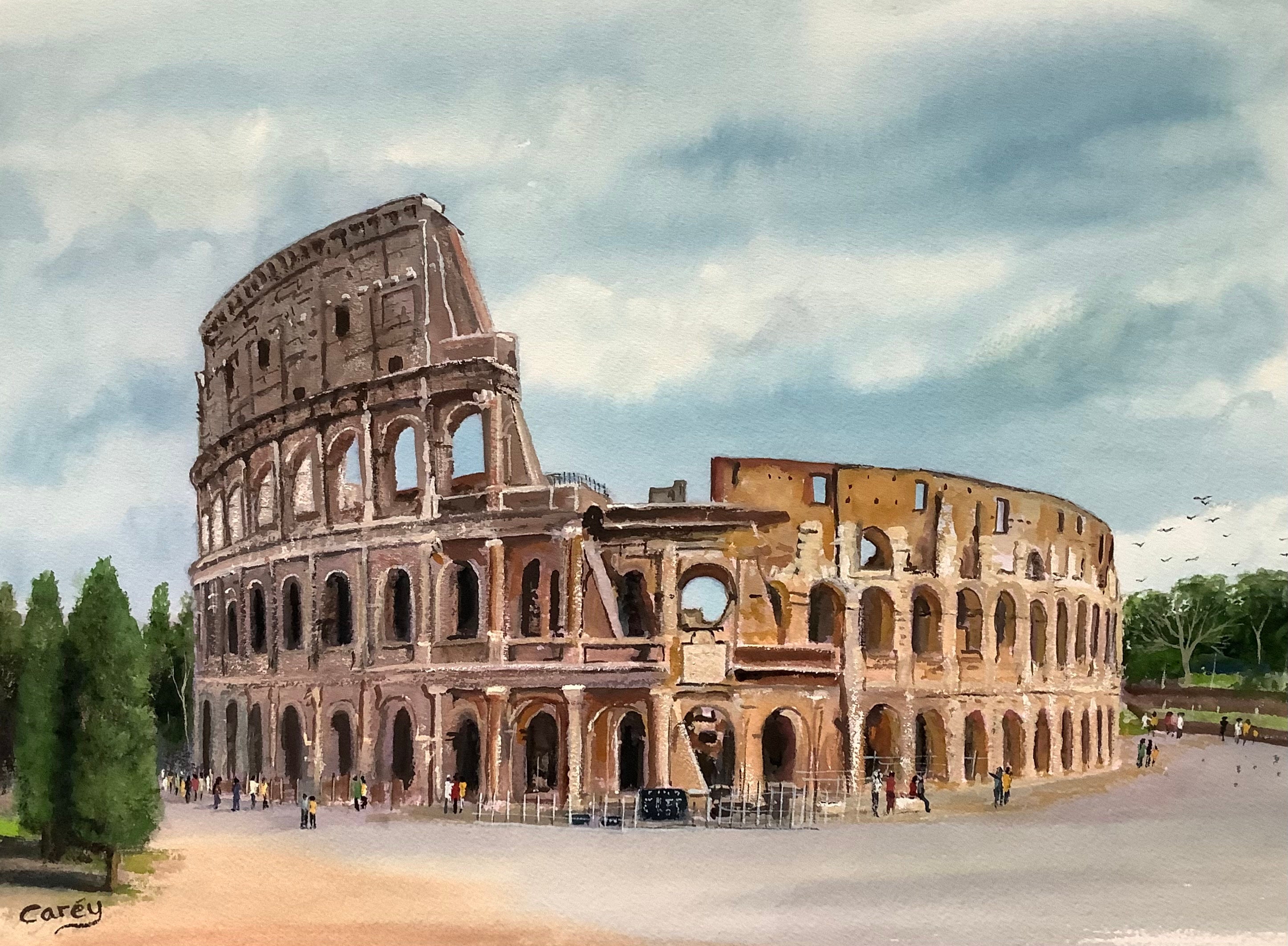 Roman Colosseum Original Watercolour Painting Italian City Scene ...