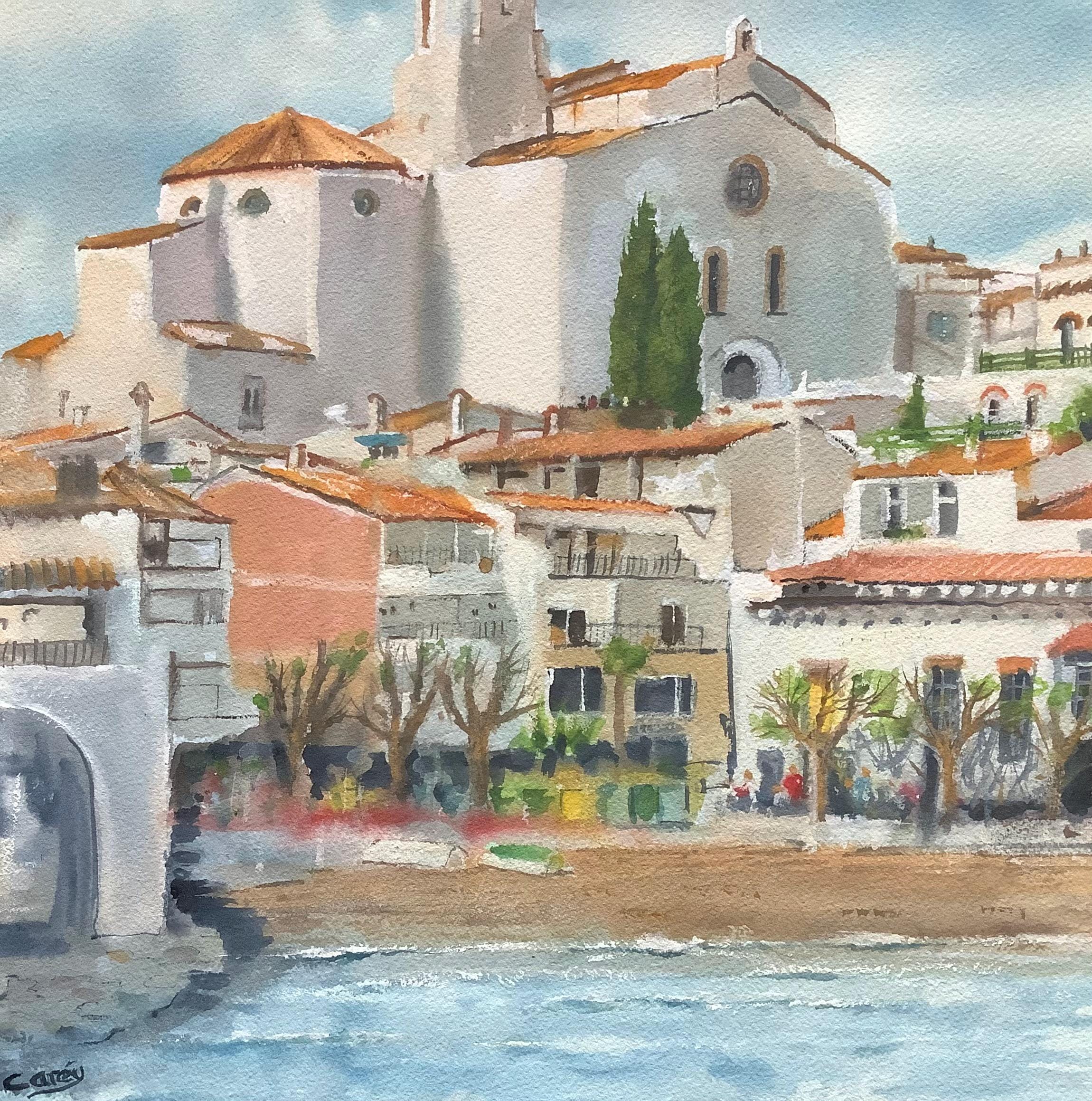 Original Watercolour Painting Santa Maria Church, Cadaques, Cap De ...
