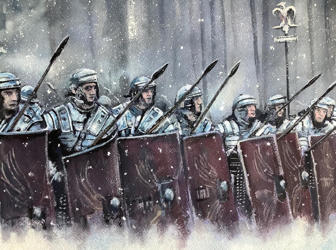 Original Watercolour Painting Roman Army in Battle Gladiator Film ...