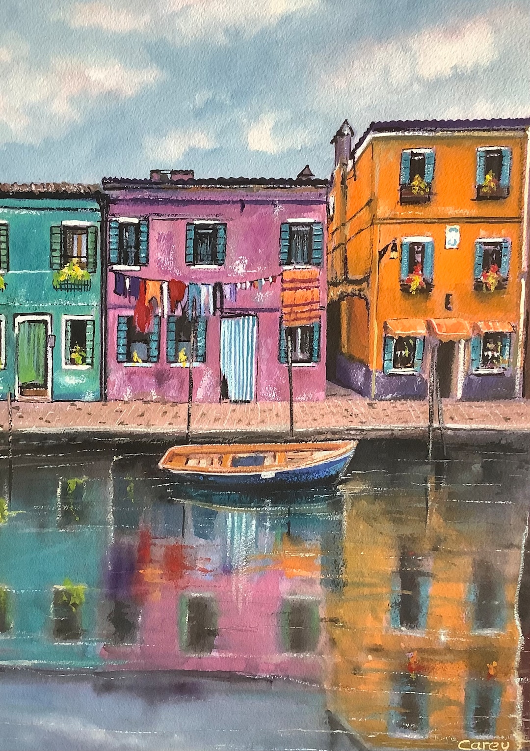 Italy Reflections of Colour Original Watercolour Painting Colourful ...
