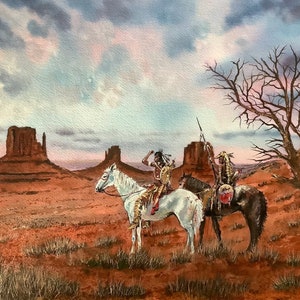 Arizona Monument Valley Original Native American Original Watercolour ...