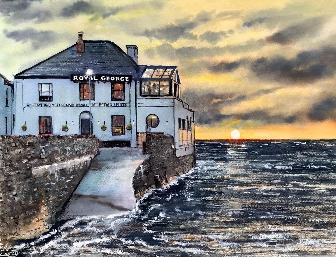 Original Watercolour Painting the Royal George in Evening Sunset in ...