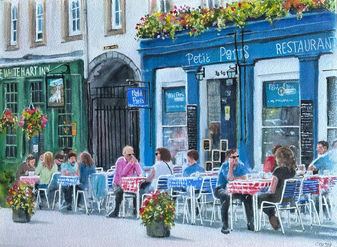 Original Painting Hot Summers Day, Grassmarket Edinburgh City Street ...