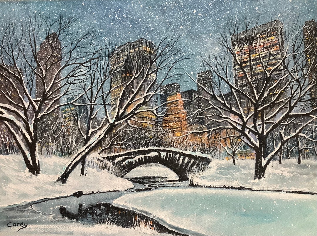 Central Park Winter Original Painting - Etsy