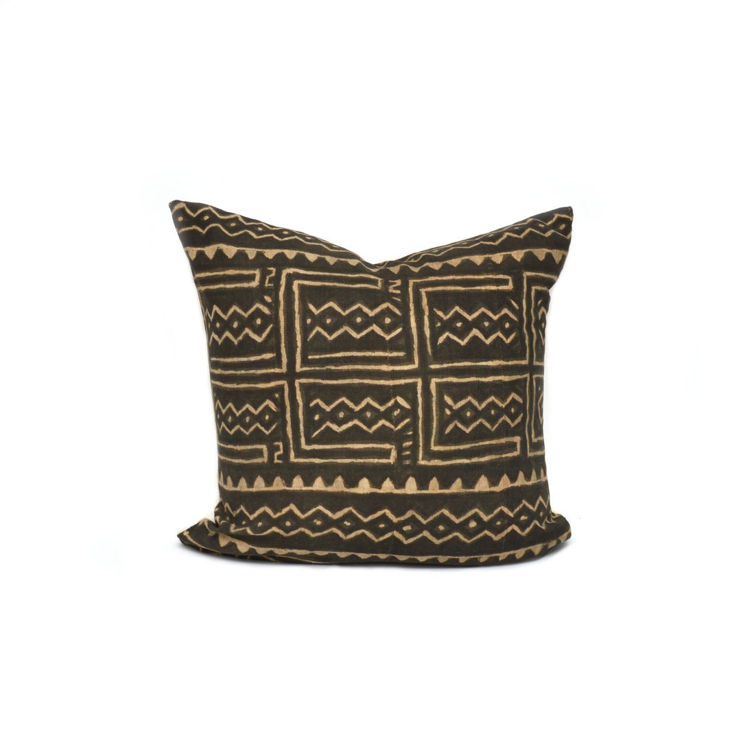 Buy The ZANE Pillow Cover African Mud Cloth Green Brown Textile Online ...