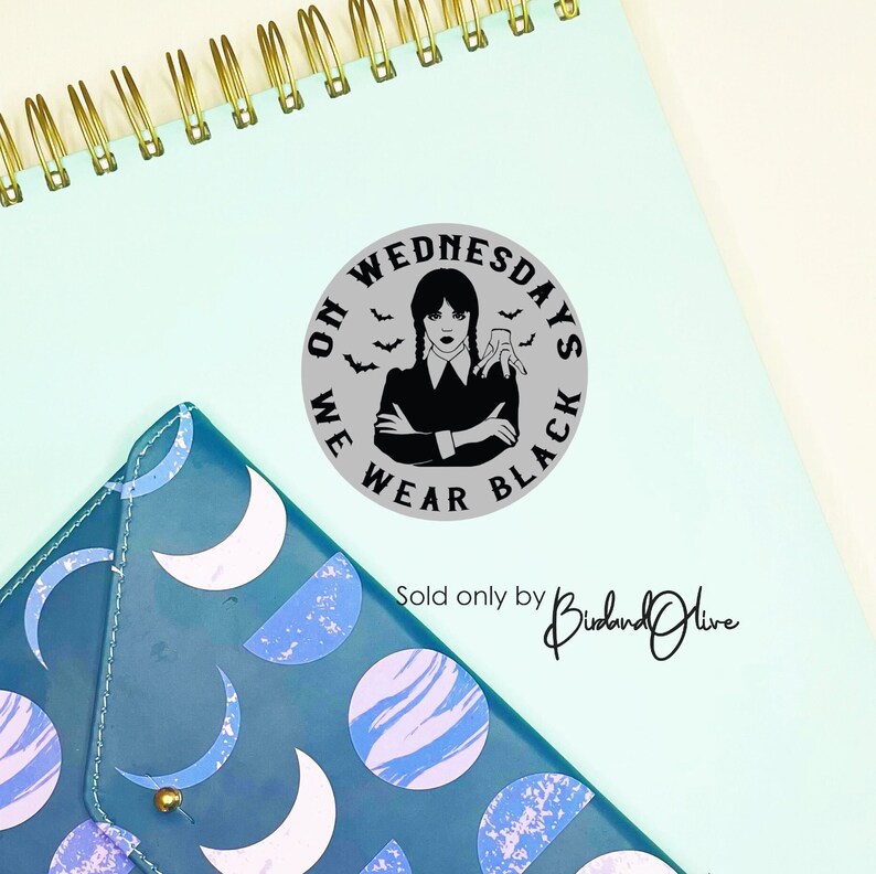 On Wednesday We Wear Black Sticker, Wednesday Addams Vinyl Sticker, Lap ...