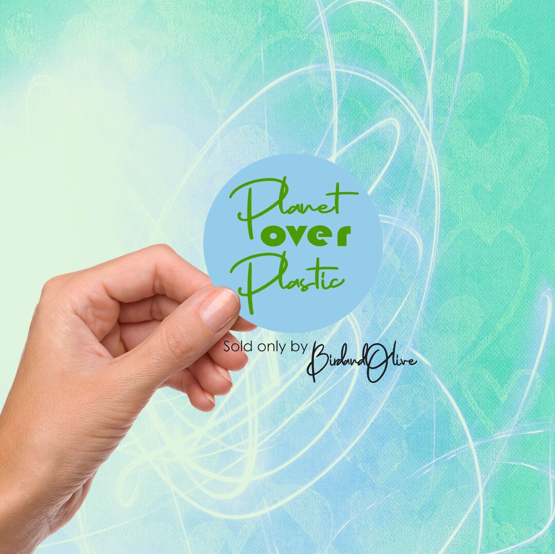Planet Over Plastic Sticker, Go Green Vinyl Sticker, Earth Friendly ...