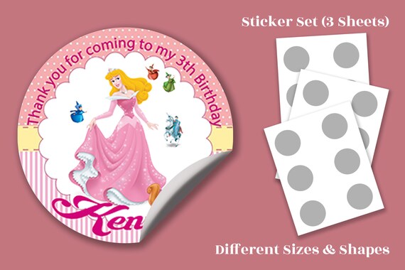 Aurora Stickers / Aurora Birthday Labels / Sleeping Beauty | Etsy