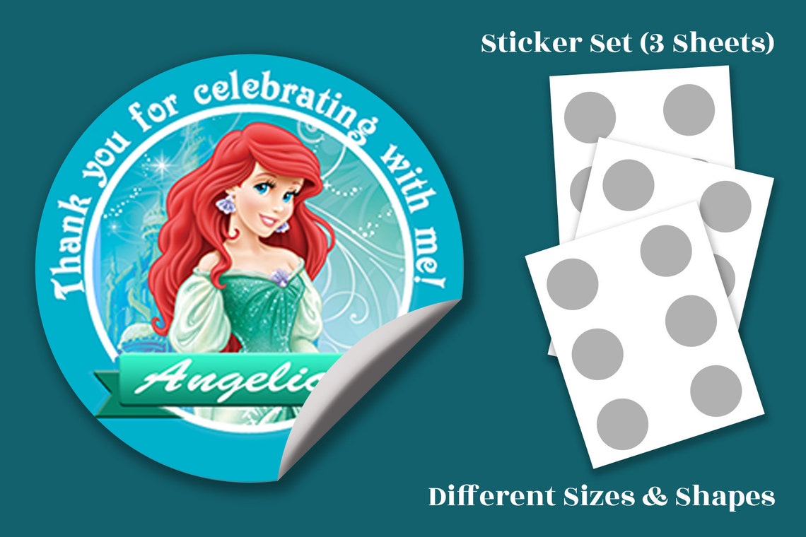 Ariel Stickers / Ariel Birthday Labels / Little Mermaid - Etsy