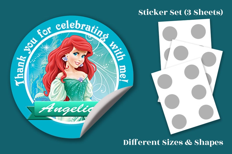 Ariel Stickers / Ariel Birthday Labels / Little Mermaid - Etsy