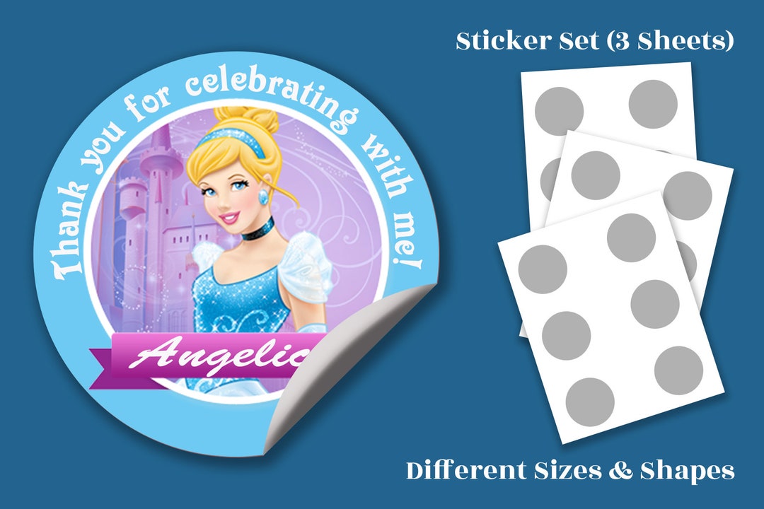 Cinderella Stickers / Cinderella Birthday Labels / Cinderella - Etsy