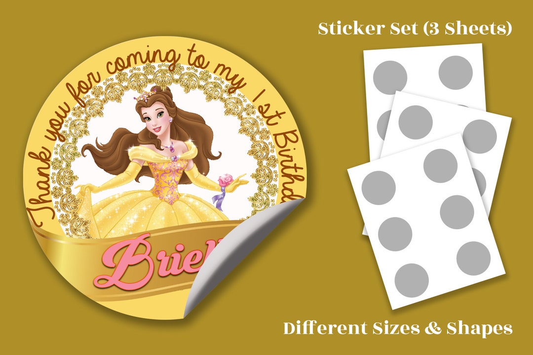 Belle Stickers / Belle Birthday Labels / Beauty and the Beast Stickers ...
