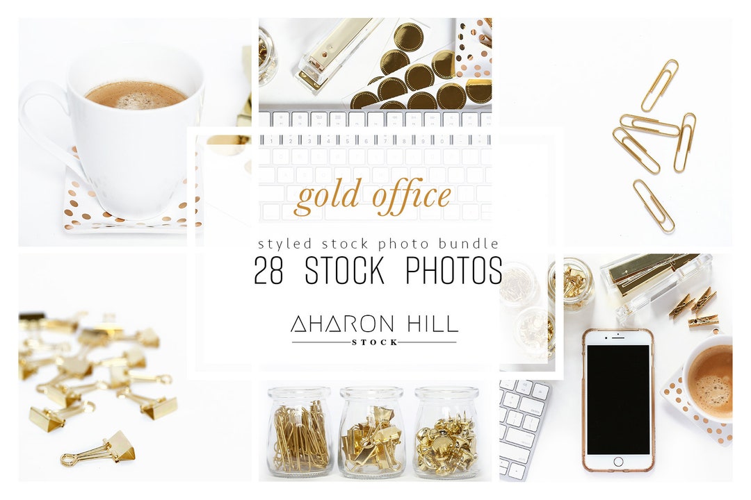 Gold Office Stock Photo Bundle | 28 Styled Stock Photos | Lifestyle ...