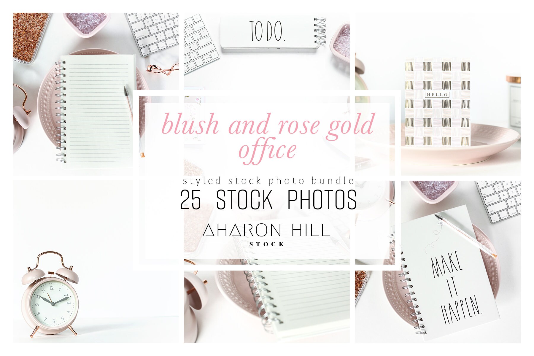Pastel Blush & Rose Gold Office Stock Photo Bundle | 25 Styled Stock ...