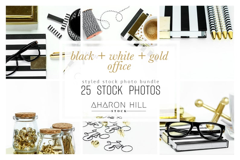 Black & Gold Office Stock Photo Bundle | 25 Styled Stock Photos ...