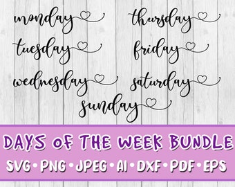 Days of Week Svg | Etsy