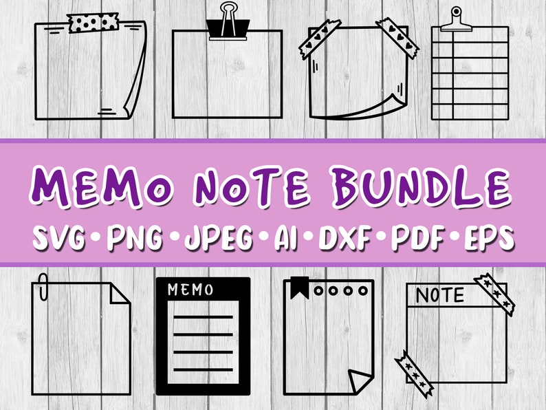 Memo Note SVG Bundle Bundle of 8 Digital Download Cricut - Etsy