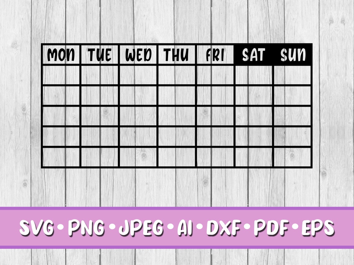Weekly Planner SVG Digital Download Svg Jpeg Png Dxf - Etsy Canada