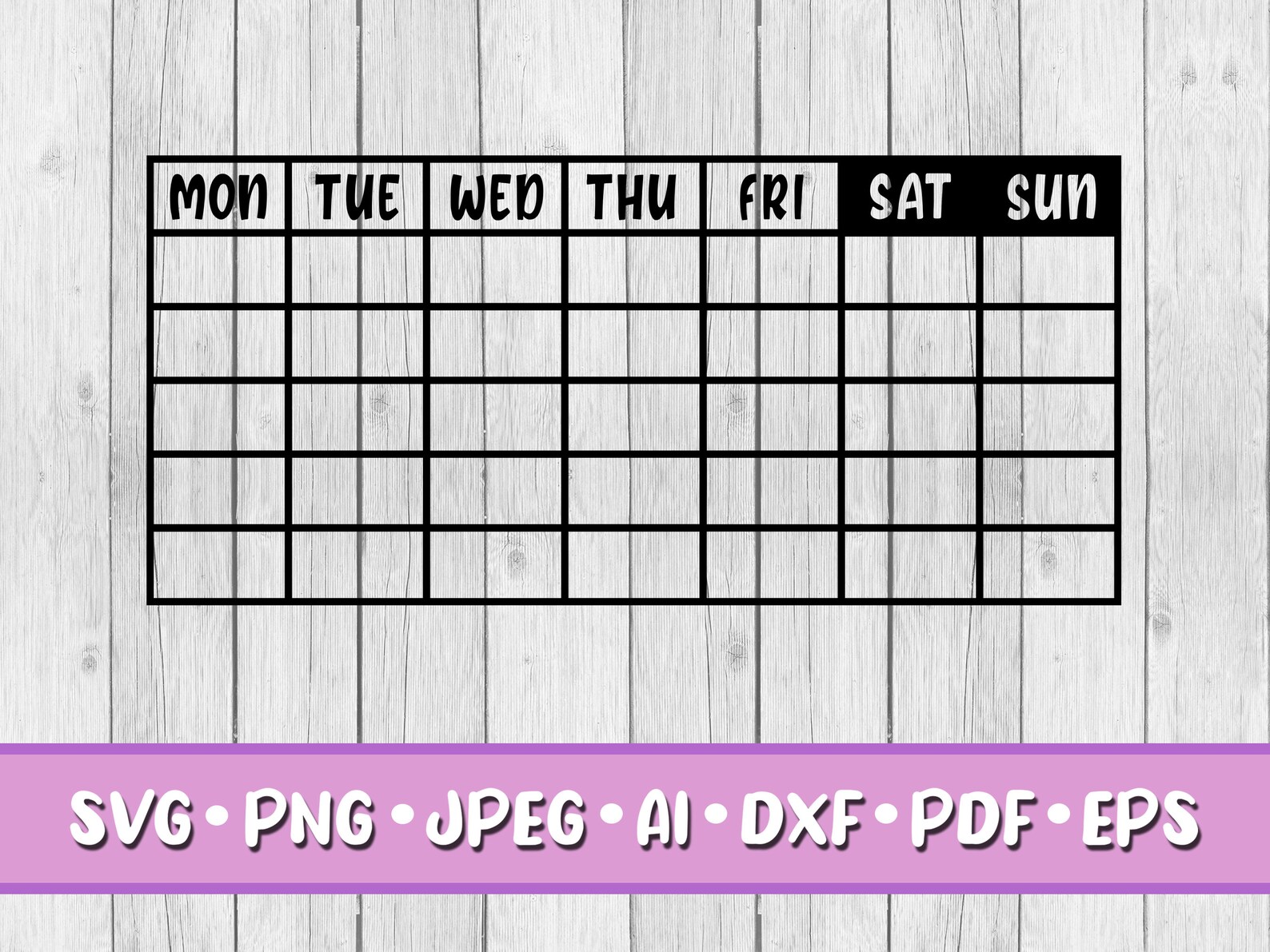 Weekly Planner SVG Digital Download Svg Jpeg Png Dxf - Etsy Canada
