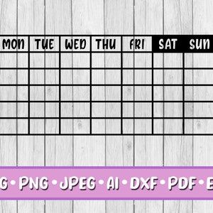 Weekly Planner SVG Digital Download Svg Jpeg Png Dxf - Etsy Canada