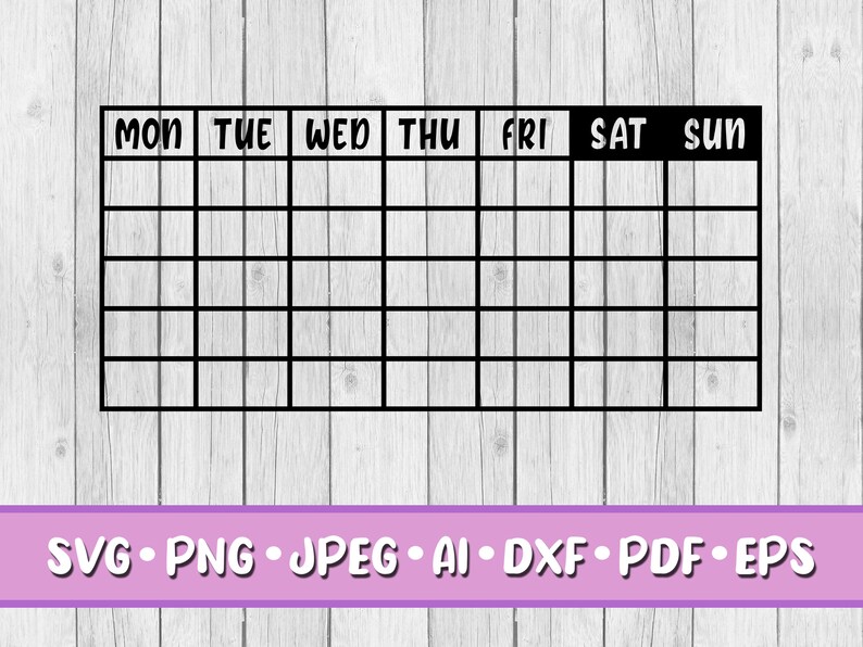 Weekly Planner SVG Digital Download Svg Jpeg Png Dxf - Etsy Canada