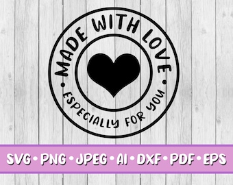 Made With Love Svg - Etsy