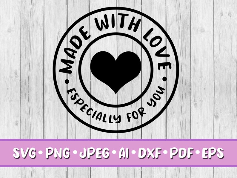Made With Love SVG Digital Download Svg Jpeg Png Dxf | Etsy