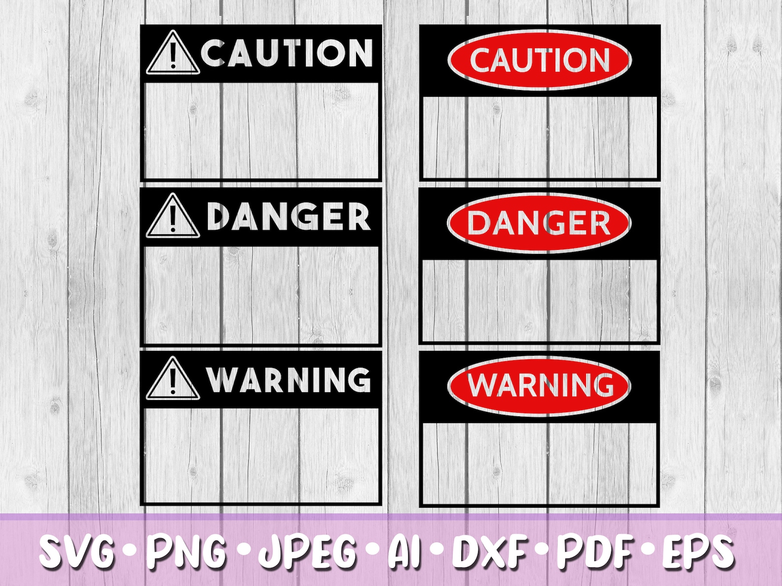 Caution Sign, Danger Sign, Warning Sign Template SVG, Bundle of 6 ...