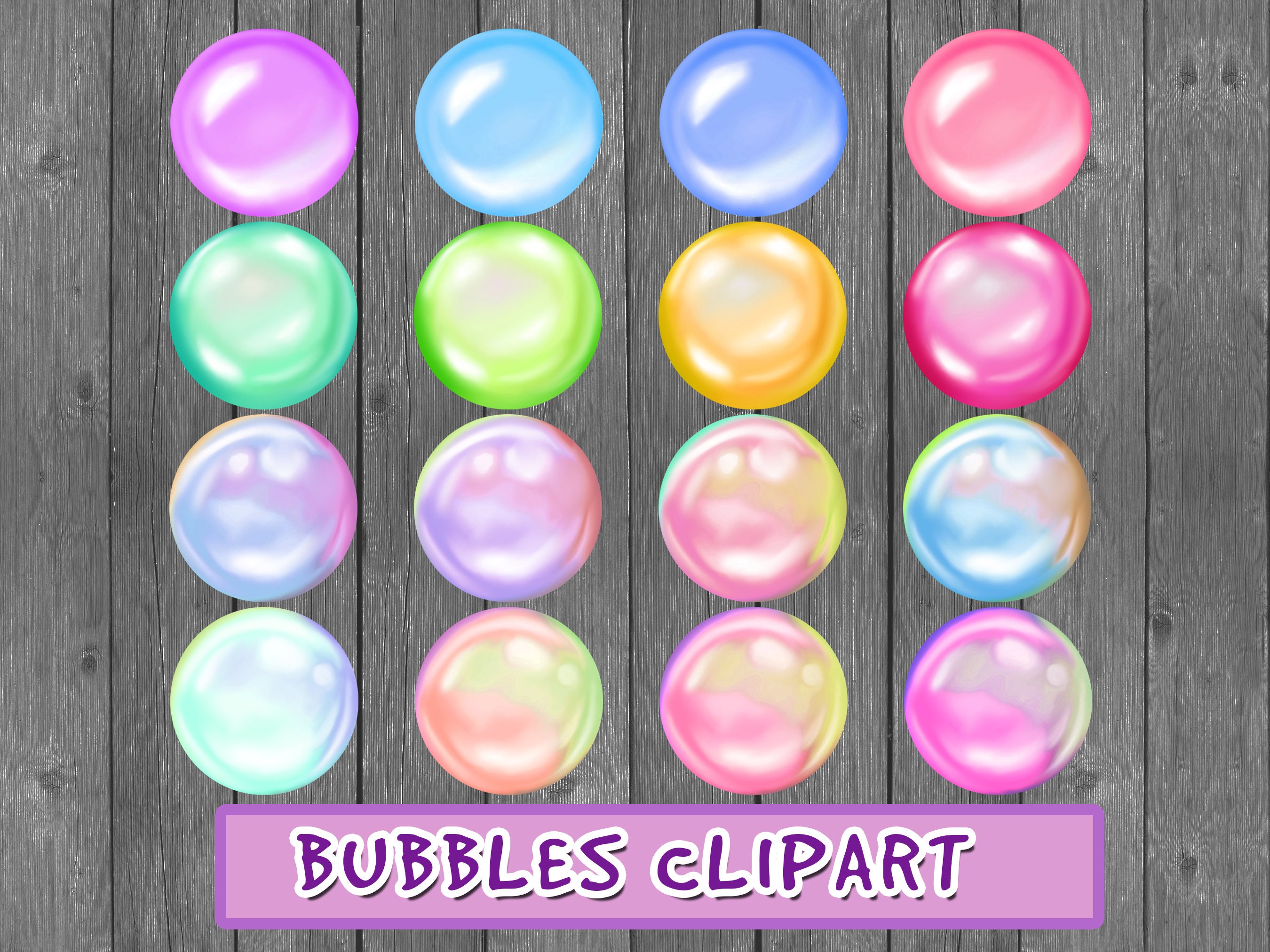 16 Individual Bubbles Clipart, Digital PNG, Hand Drawn, Digital ...