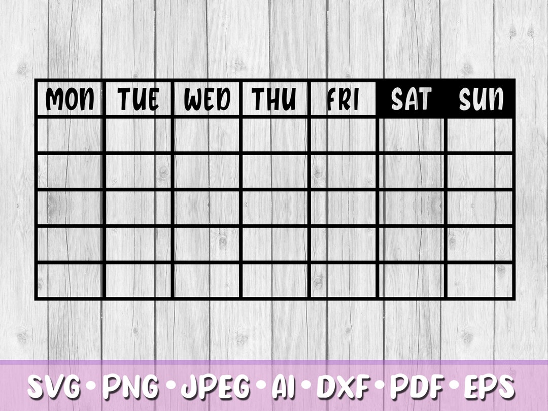 Weekly Planner SVG, Digital Download, Svg, Jpeg, Png, Dxf, Eps, Ai, PDF ...
