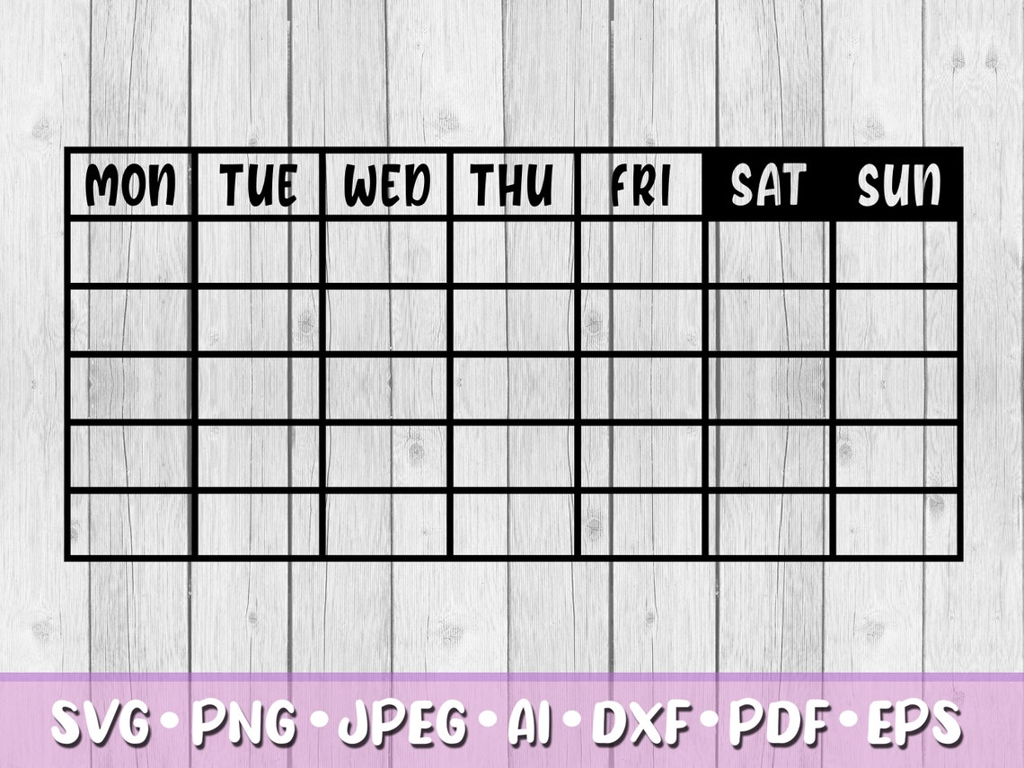 Weekly Planner SVG Digital Download Svg Jpeg Png Dxf - Etsy