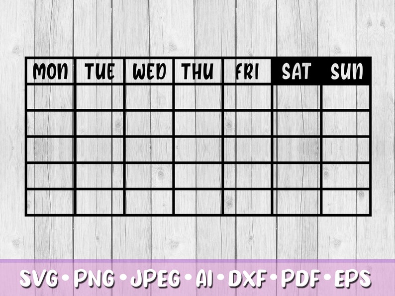 Weekly Planner SVG Digital Download Svg Jpeg Png Dxf - Etsy