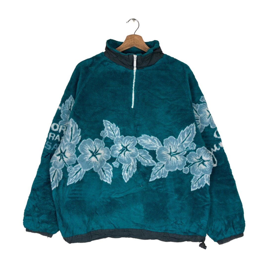 Vintage Ryu Sports Floral Design Quarter Zip Fleece Sweatshirt - Etsy