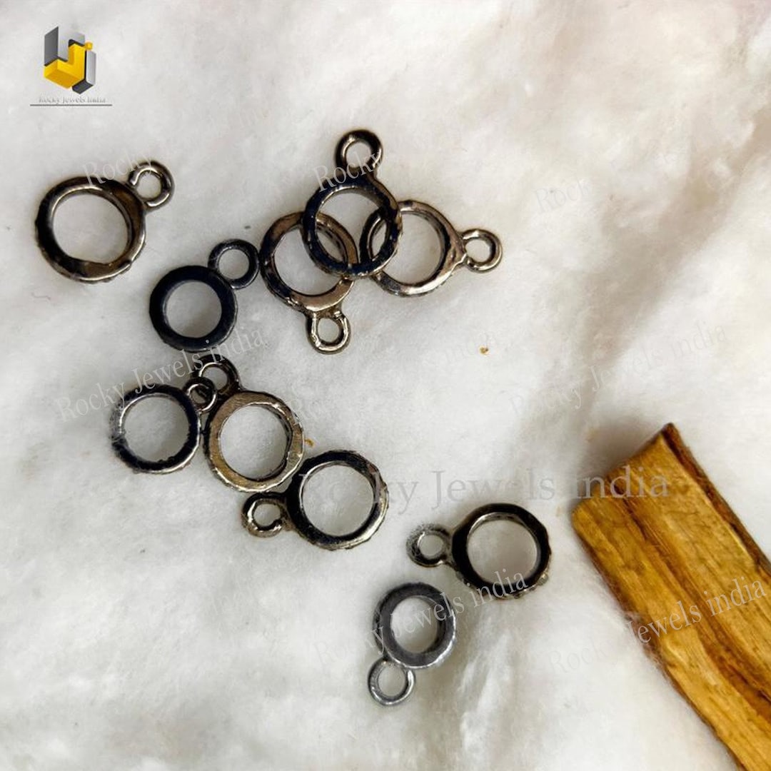 5 Pcs Lot 6mm Round Pave Diamond Clasp Ring 925 Solid Sterling Silver ...